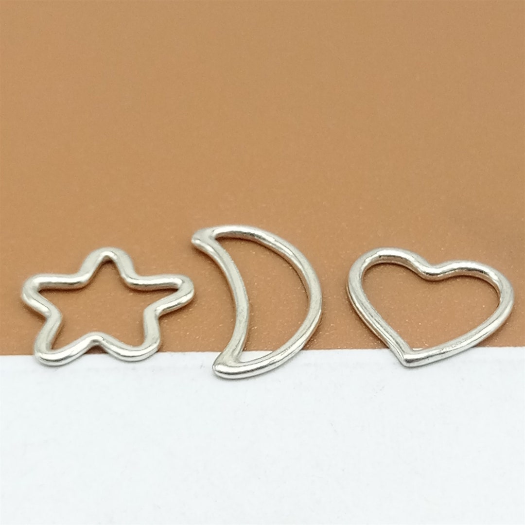 6 Sterling Silver Jump Rings, 925 Silver Jump Ring, Star Jump Ring ...