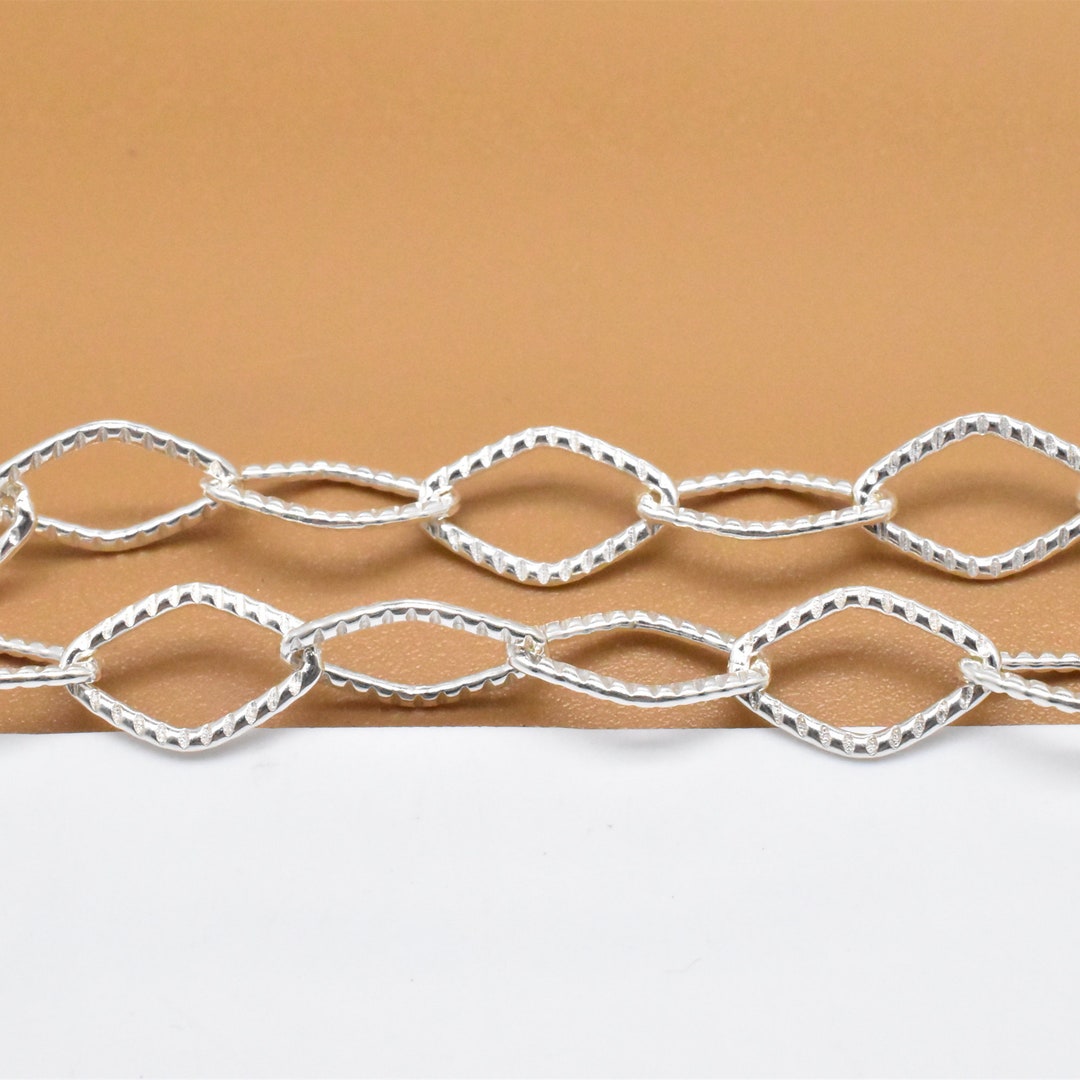 Sterling Silver Diamond Type Chain, 925 Silver Tapped Chain, Unfinished ...