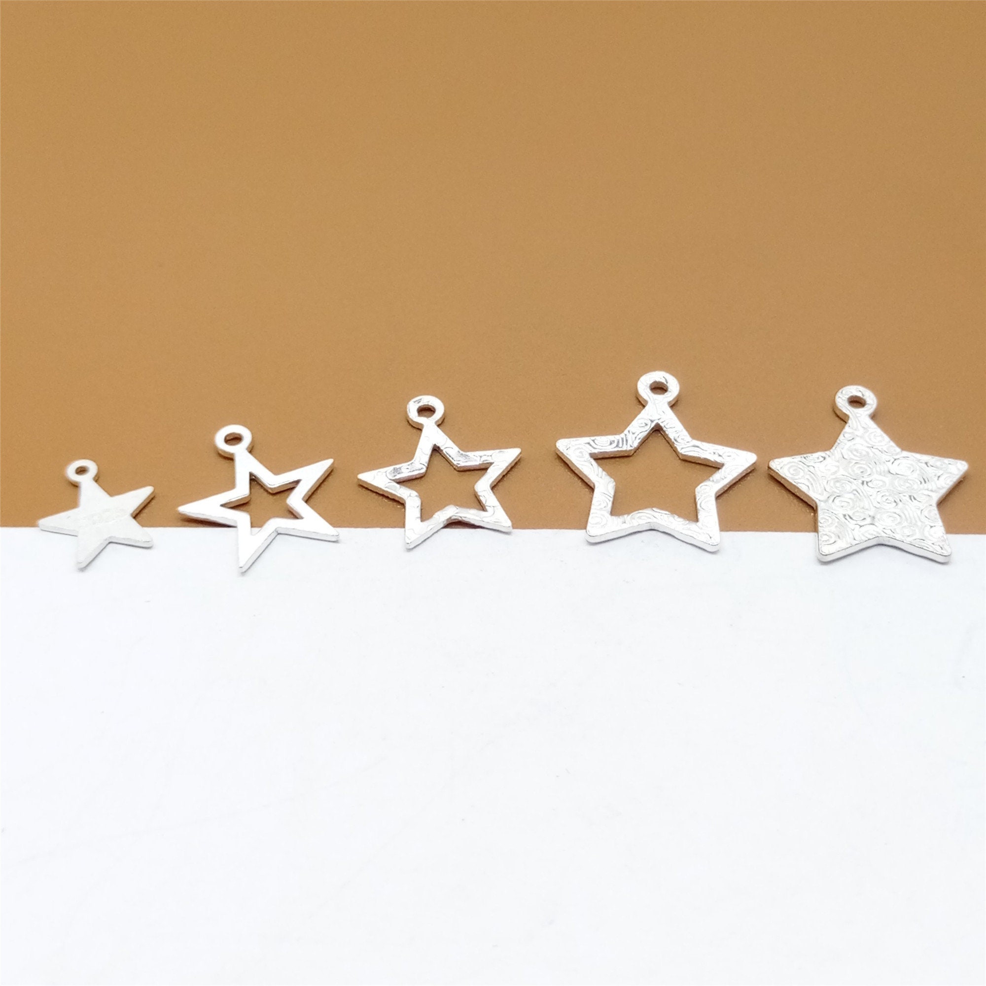 20 Sterling Silver Small Pentagram Tag Charms for Extension - Etsy