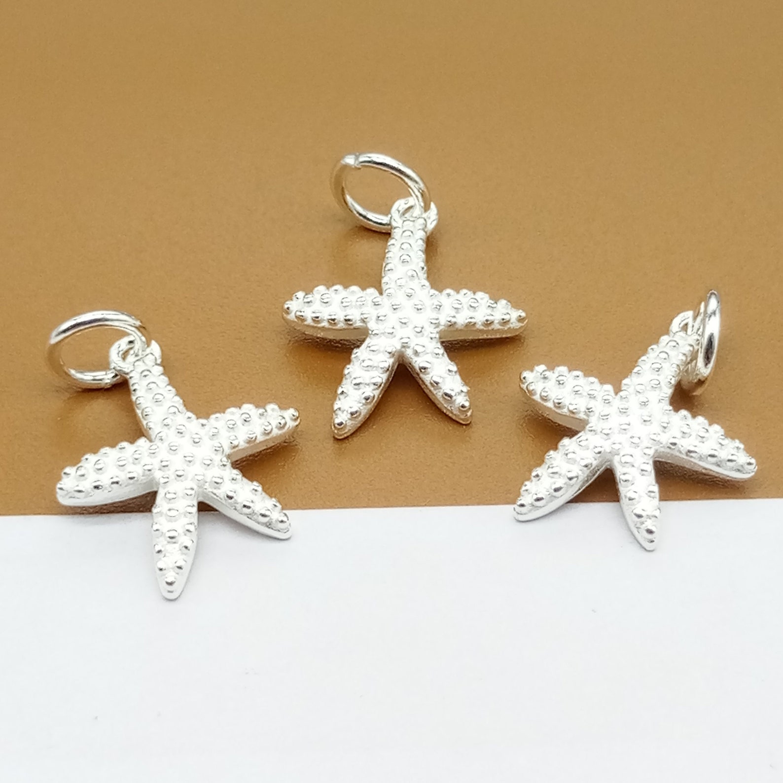5 Sterling Silver Starfish Charms, 925 Silver Starfish Charms, Star ...