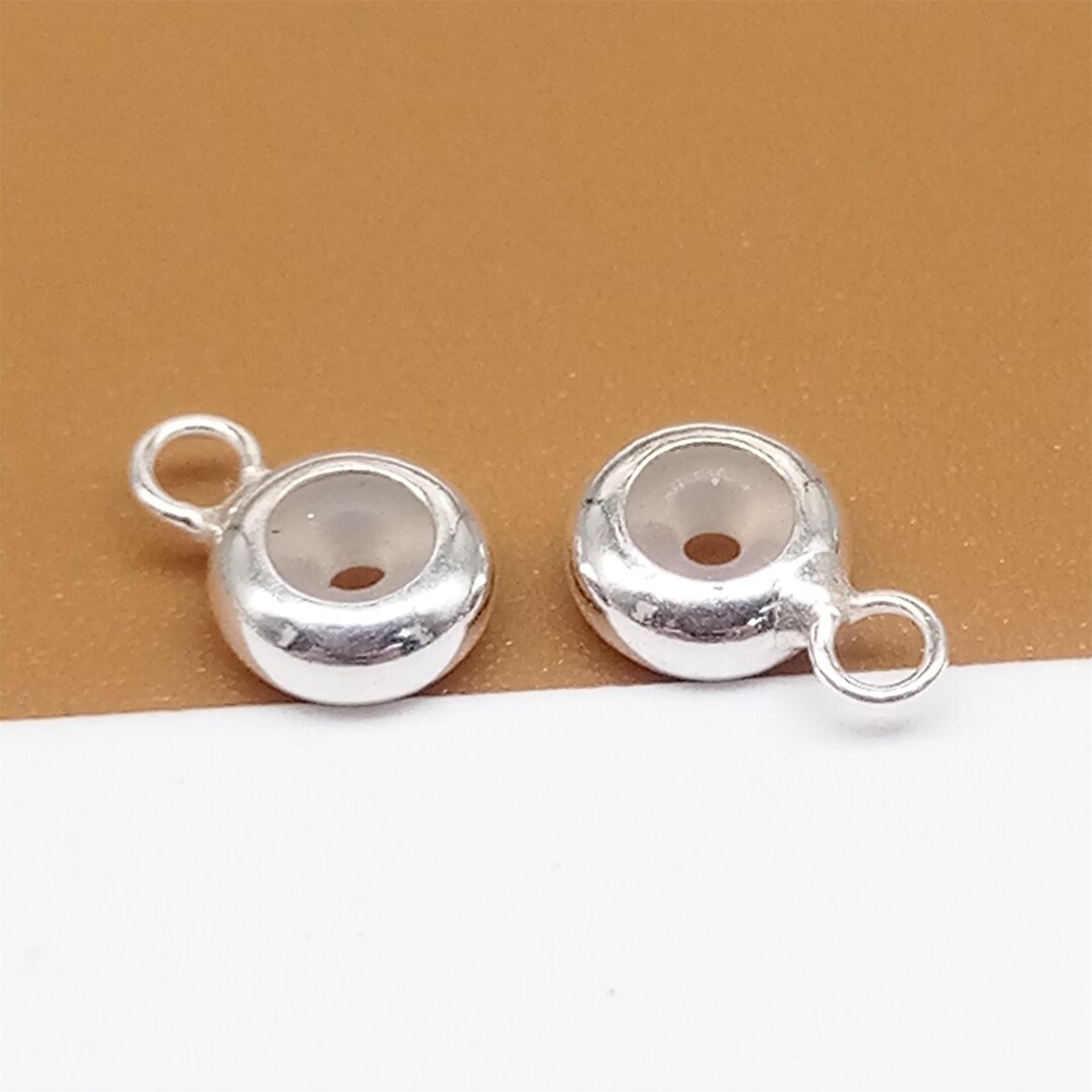 10 Sterling Silver Silicone Bail Beads, 925 Silver Silicone Bead W ...