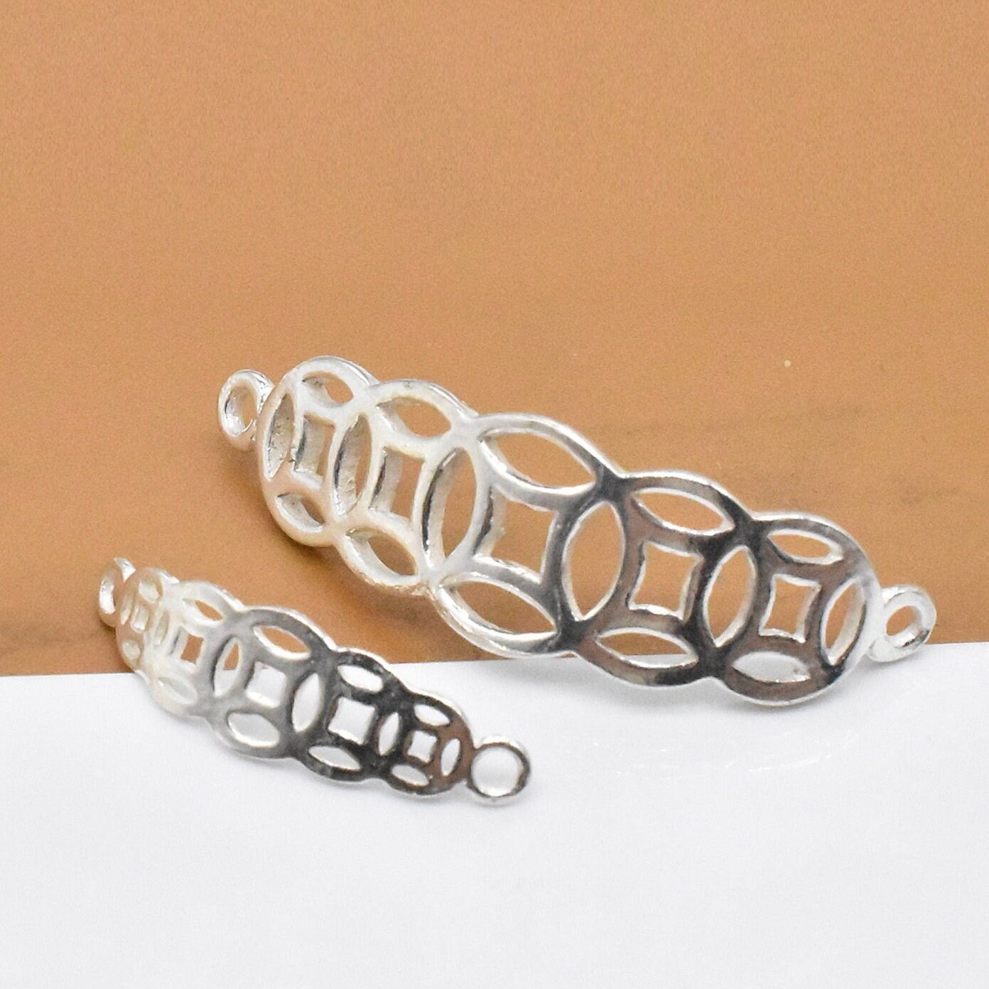 5 Sterling Silver Coin Connector Charms 925 Silver Coin - Etsy
