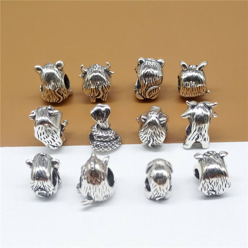 Sterling Silver Chinese Zodiac Beads for European Bracelet, Rat Ox ...