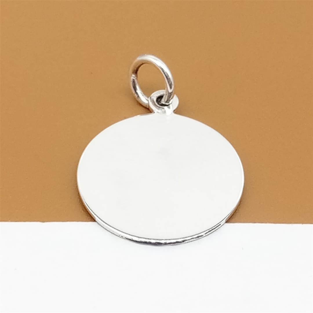 5 Sterling Silver Disc Charms Round Disc Charm 925 Silver - Etsy