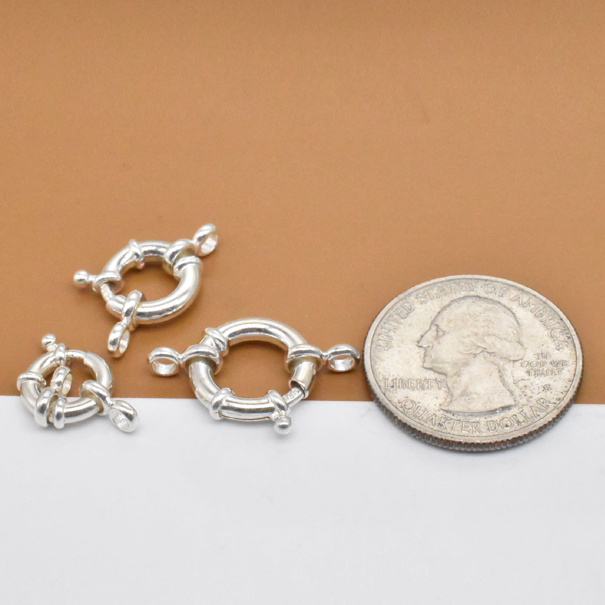 Sterling Silver Spring Ring Clasp, 925 Silver Pearl Clasp, Spring Ring ...