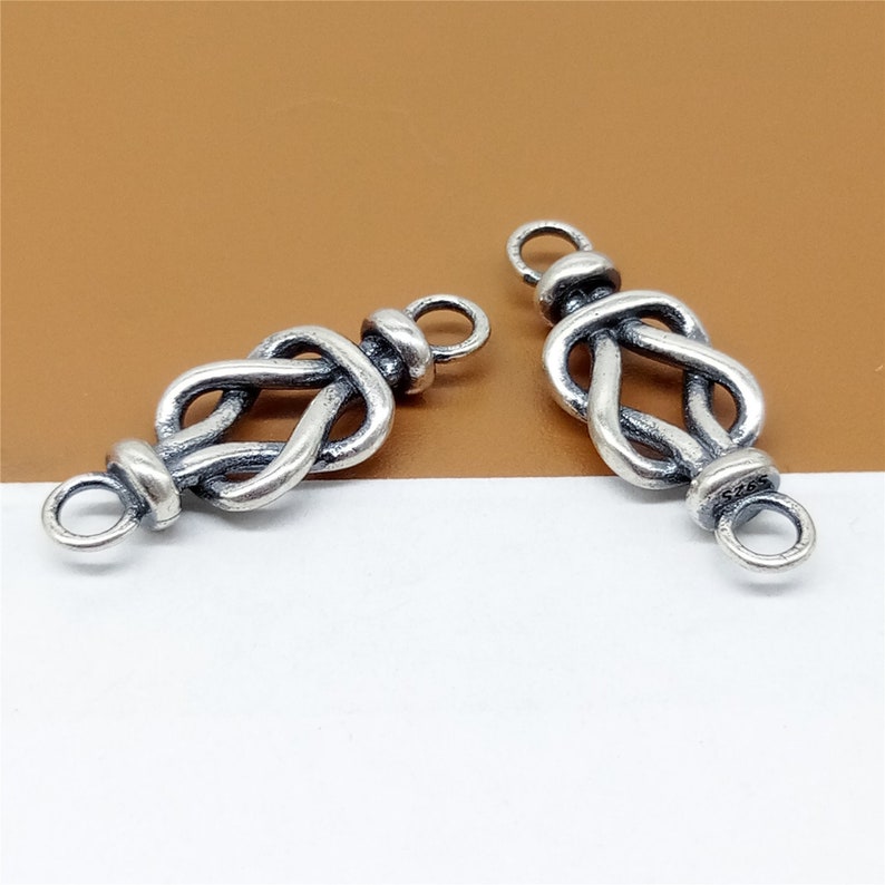Sterling Silver Bow Knot Connector Charms, 925 Silver Knot Chharms ...
