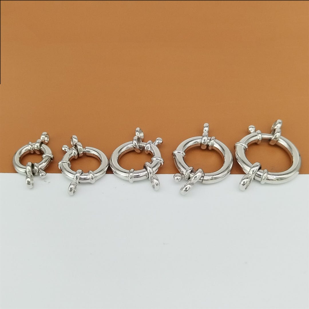 Sterling Silver Spring Ring Clasp Rhodium Plated, 925 Silver Pearl ...