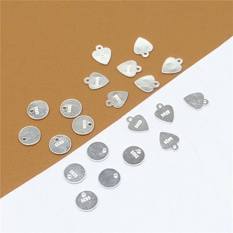40 Sterling Silver Heart Tag Charms Round Tag Charms 925 | Etsy