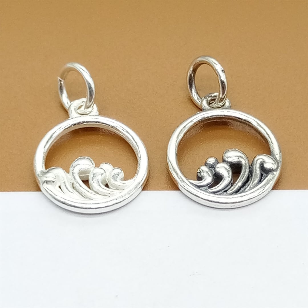 5 Sterling Silver Wave Charms 925 Silver Ocean Wave Charms - Etsy