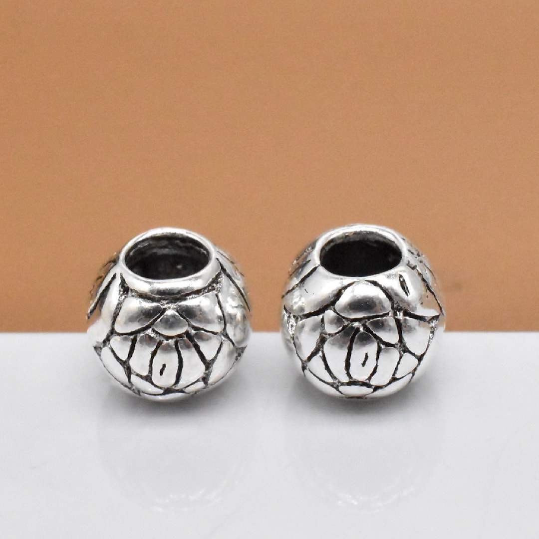 8 Sterling Silver Flower Beads, 925 Silver Flower Beads, Flower and ...