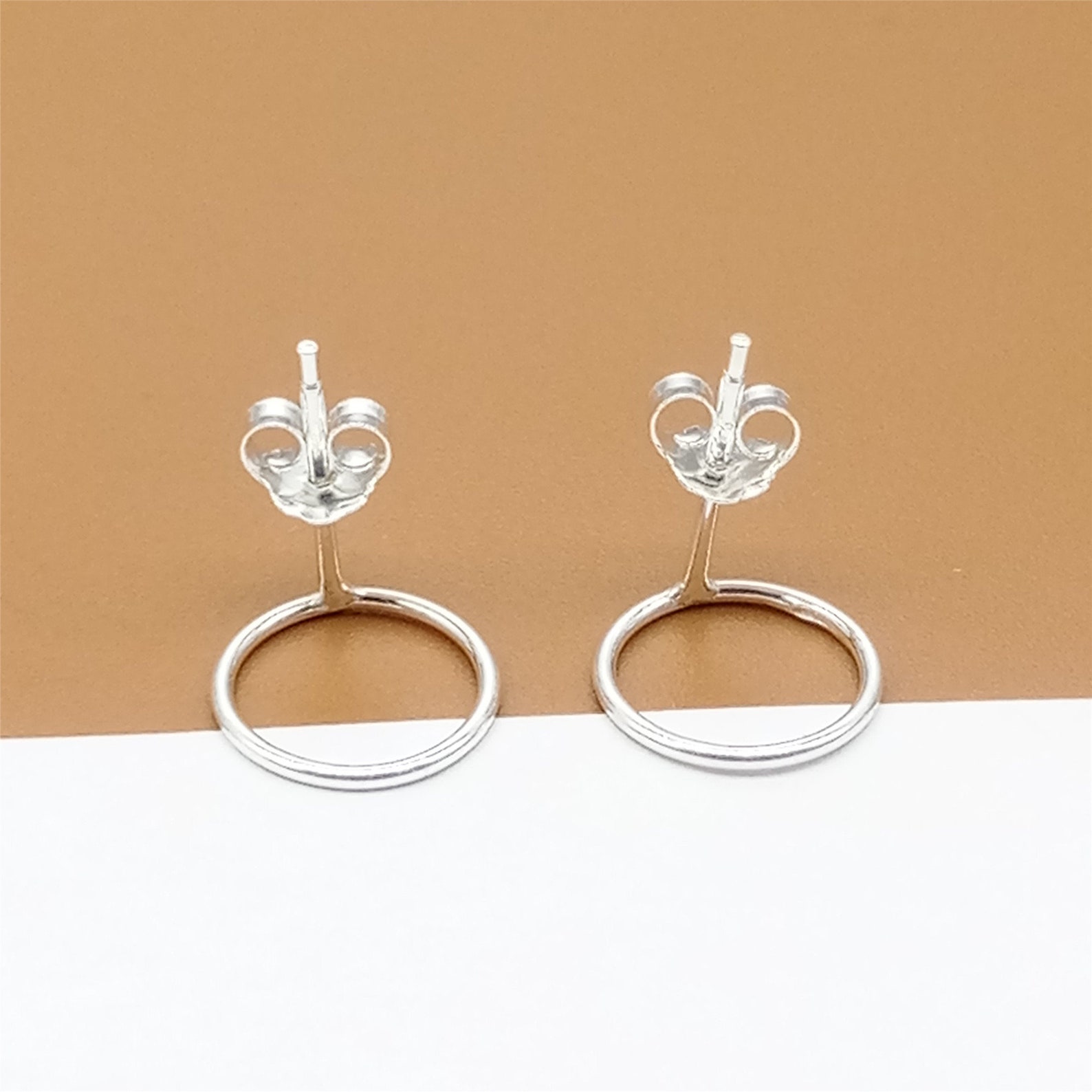 8 Pairs Sterling Silver Circle Earring Post Ring 10mm With | Etsy