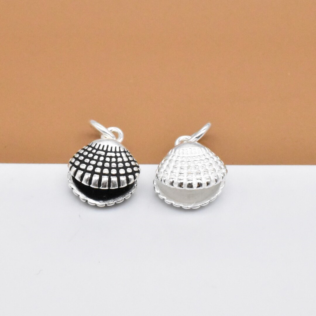 4 Sterling Silver Shell Charm, Ocean Charm for Necklace Bracelet ...