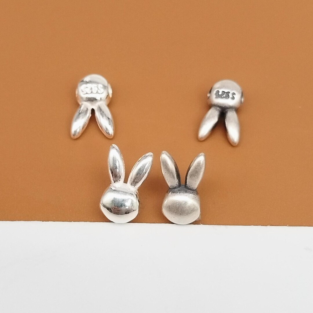 6 Sterling Silver Small Rabbit Beads, 925 Silver Bunny Bead, Cute ...