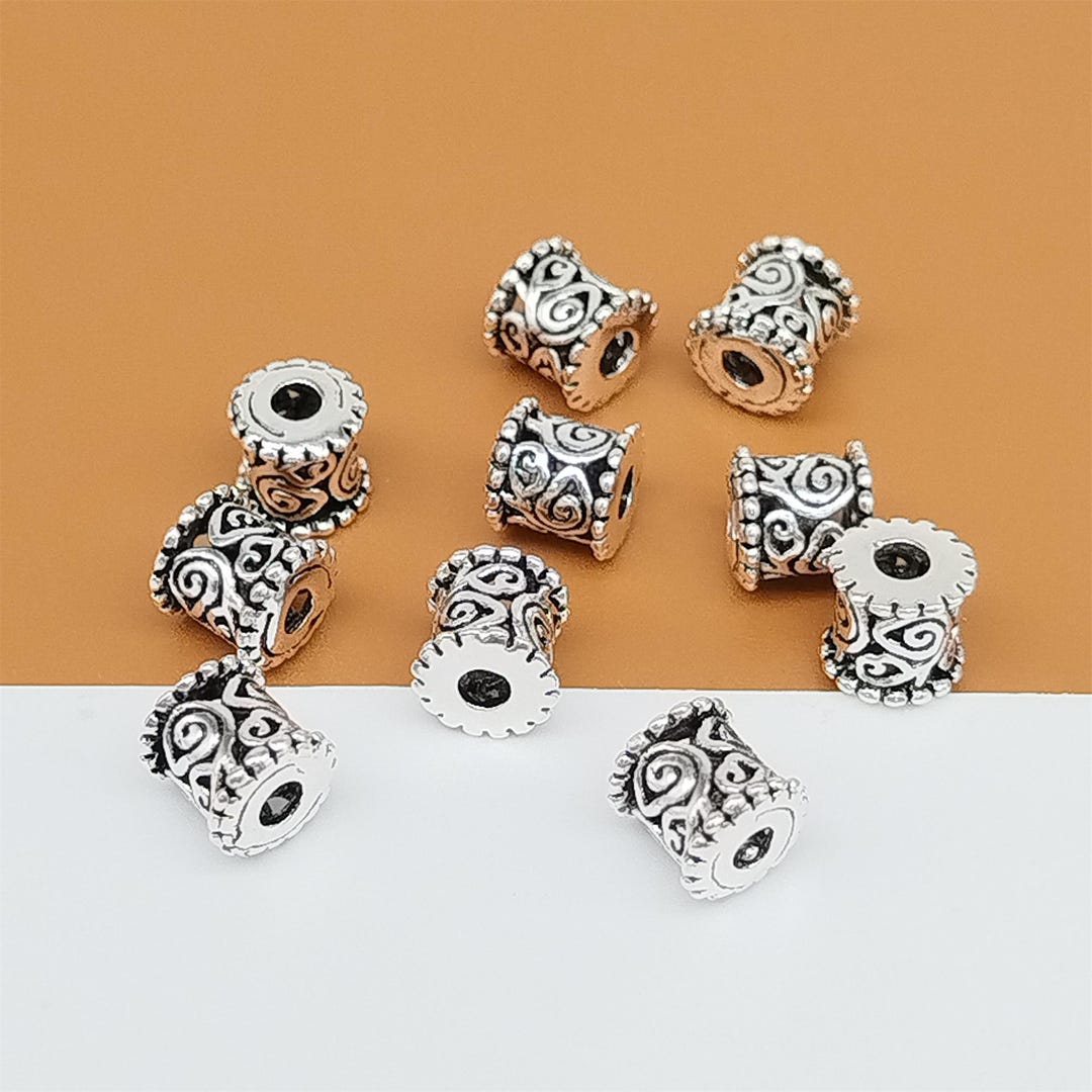 5 Sterling Silver Small Sprial Beads, 925 Silver Swirl Bead, Bracelet ...