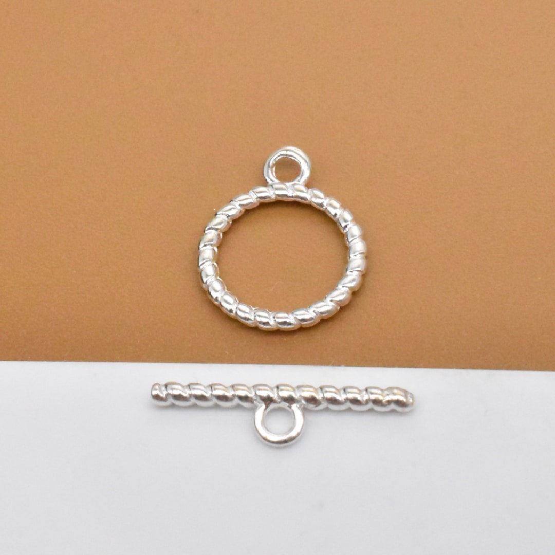 5 Sterling Silver Twisted Toggle Clasps, 925 Silver Coiled Toggle ...