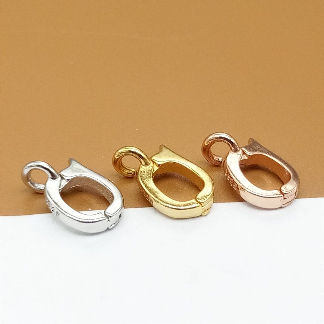 2 Sterling Silver Gold Plated Clip-on Clasps, 925 Silver Oval Clasp ...