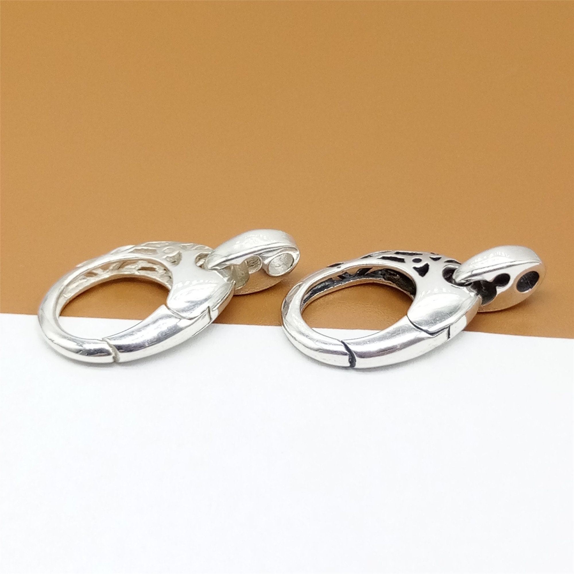 Sterling Silver Oval Push Clasp Gate Clasp 925 Silver Hinged - Etsy