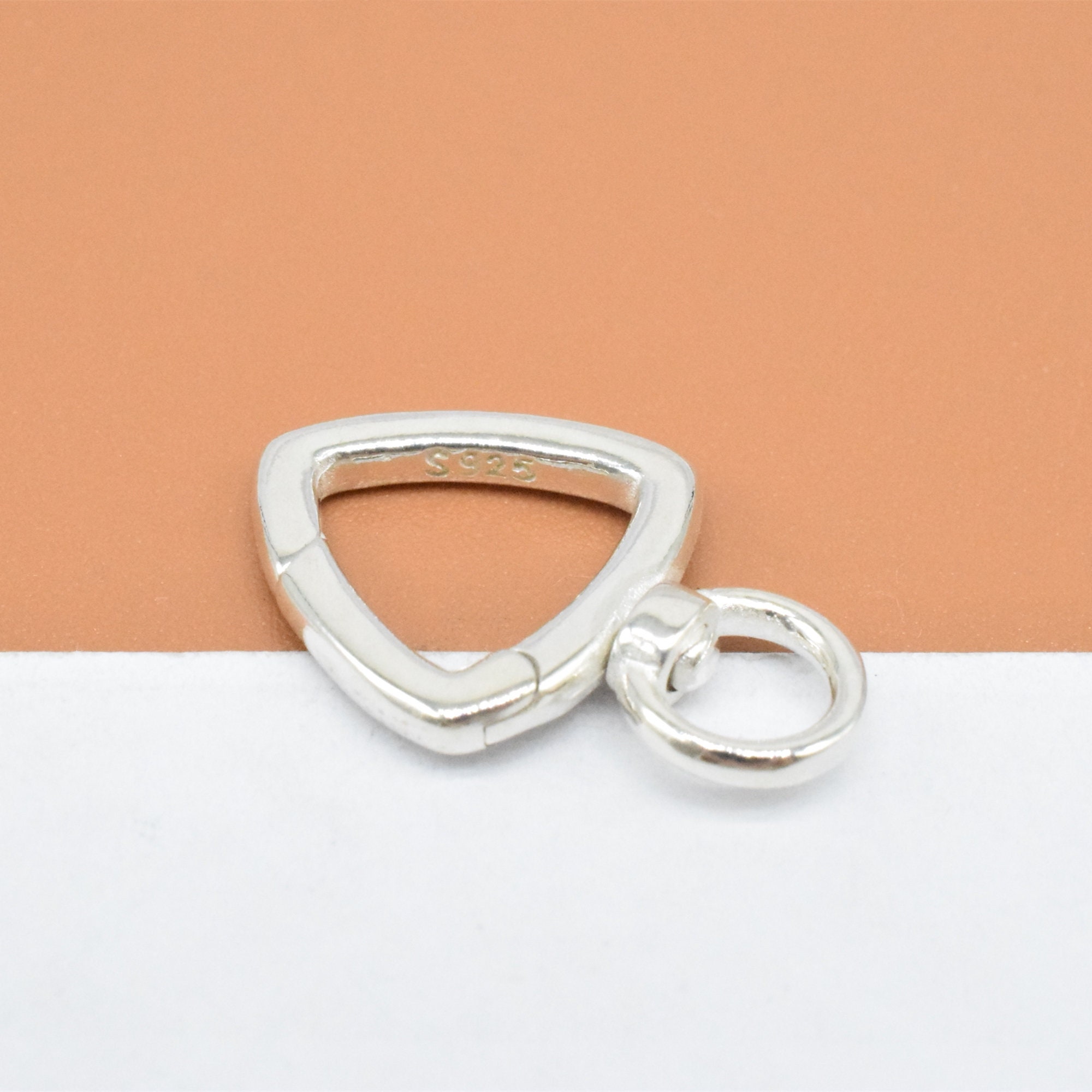 2 Sterling Silver Swivel Triangle Push Clasps, 925 Silver Square Gate ...