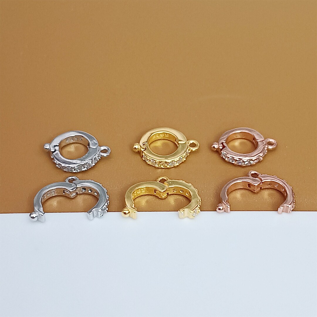 4 Sterling Silver Small Circle Clip on Clasp, 925 Silver CZ Clip on ...