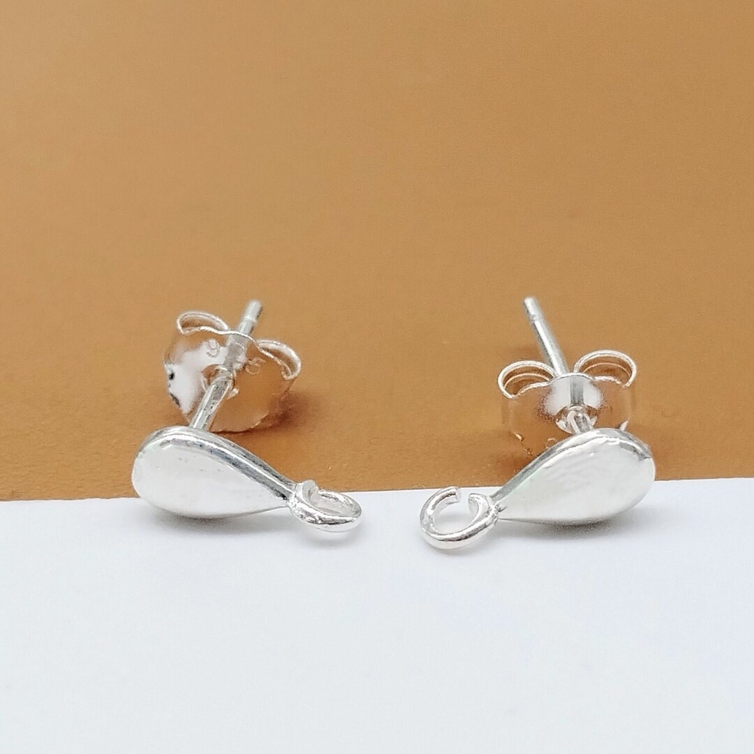 2 Pairs Sterling Silver Drop Earring Posts W/ Backs, 925 Silver Ear ...