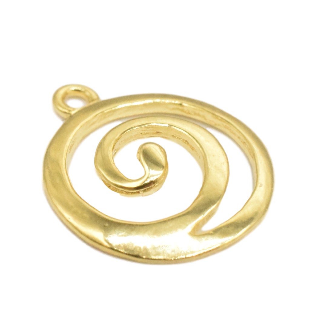 14K Gold Vermeil Style Swirl Charm, Spiral Charm, 925 Sterling Silver ...