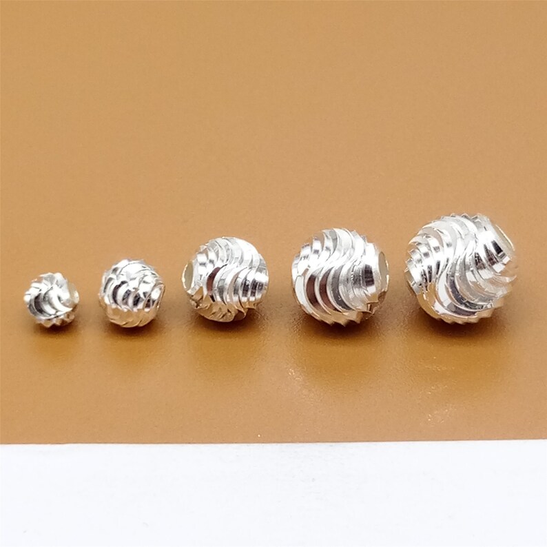 Sterling Silver Diamond Cut Beads Swirl Cut Bead Spiral Cut - Etsy