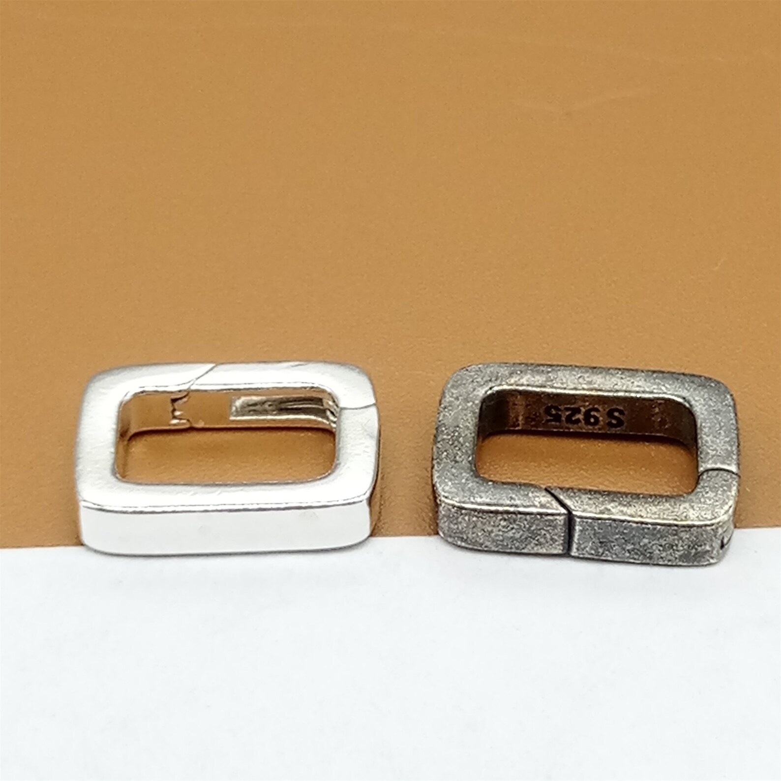 Sterling Silver Rectangle Push Clasp, 925 Silver Gate Clasp, Hinged ...
