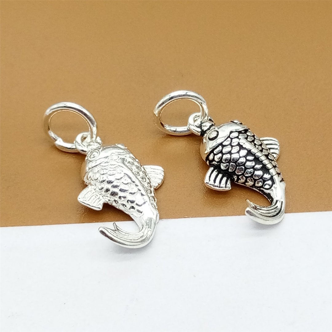 5 Sterling Silver Small Fish Charms, Ocean Charm, Sea Charm, 925 Silver ...