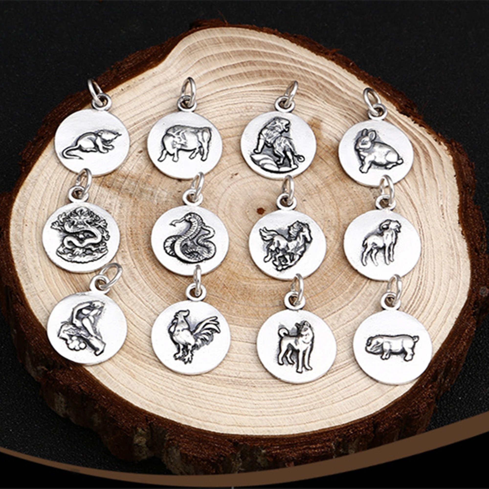 Sterling Silver Chinese Zodiac Charm 925 Silver Zodiac Tag - Etsy