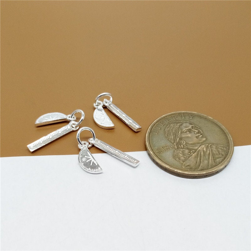 Sterling Silver Ruler Charms With Protractor 925 Silver - Etsy
