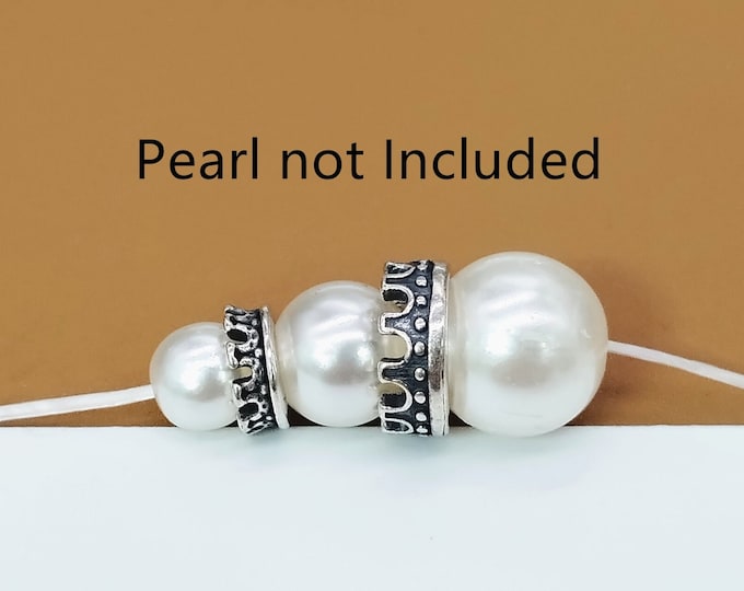 Sterling Silver Crown Bead, Queen Crown Beads, Necklace Bead, 925 ...