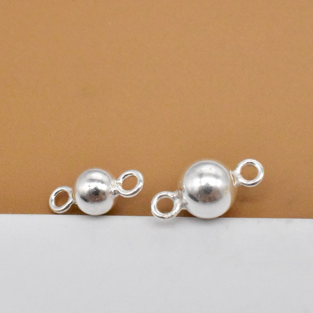 10 Sterling Silver Ball Bead Connectors, 925 Silver Round Ball ...