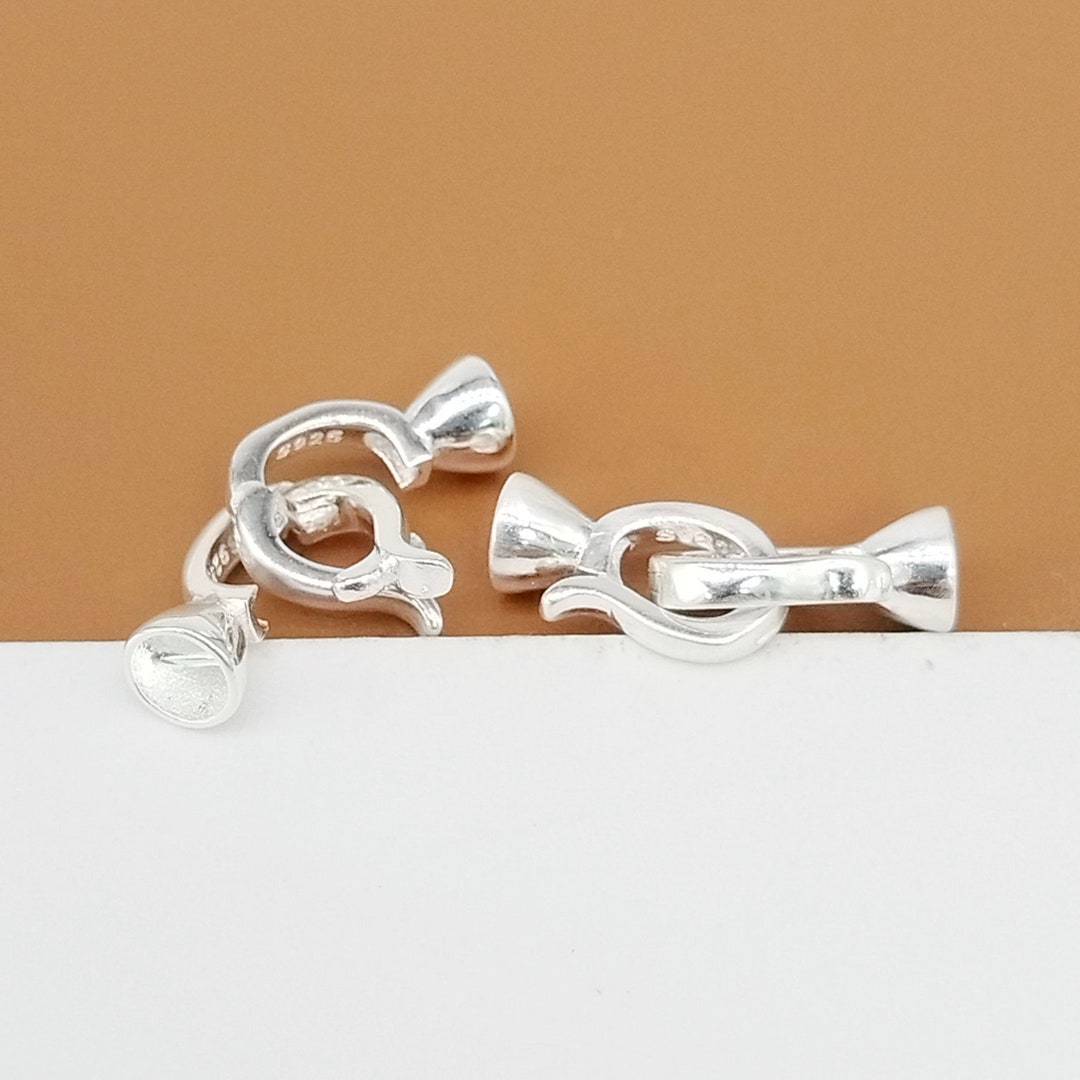 Sterling Silver Clip on Clasp Connector, 925 Silver Clip on Clasp, End ...