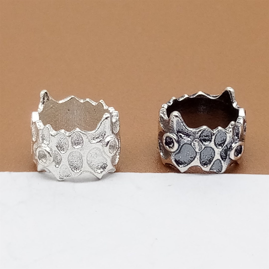 4 Sterling Silver Concave Ring Beads, 925 Silver Concave Bead, Large ...