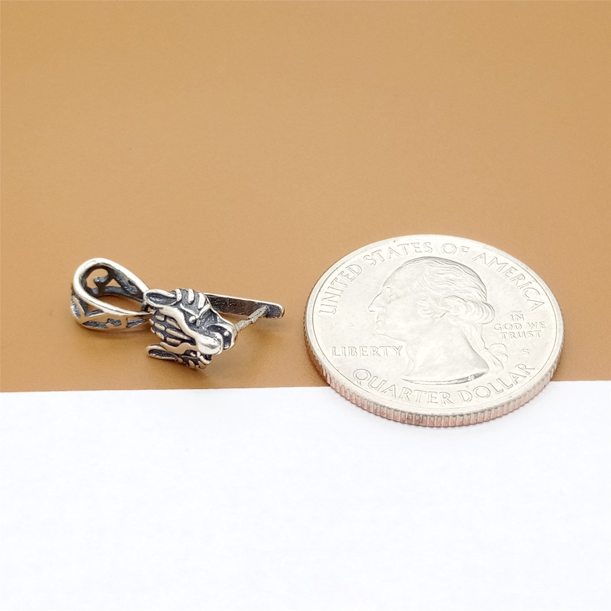Sterling Silver Wolf Pinch Bail, Pendant Pinch Bail, Charm Pinch Bail ...