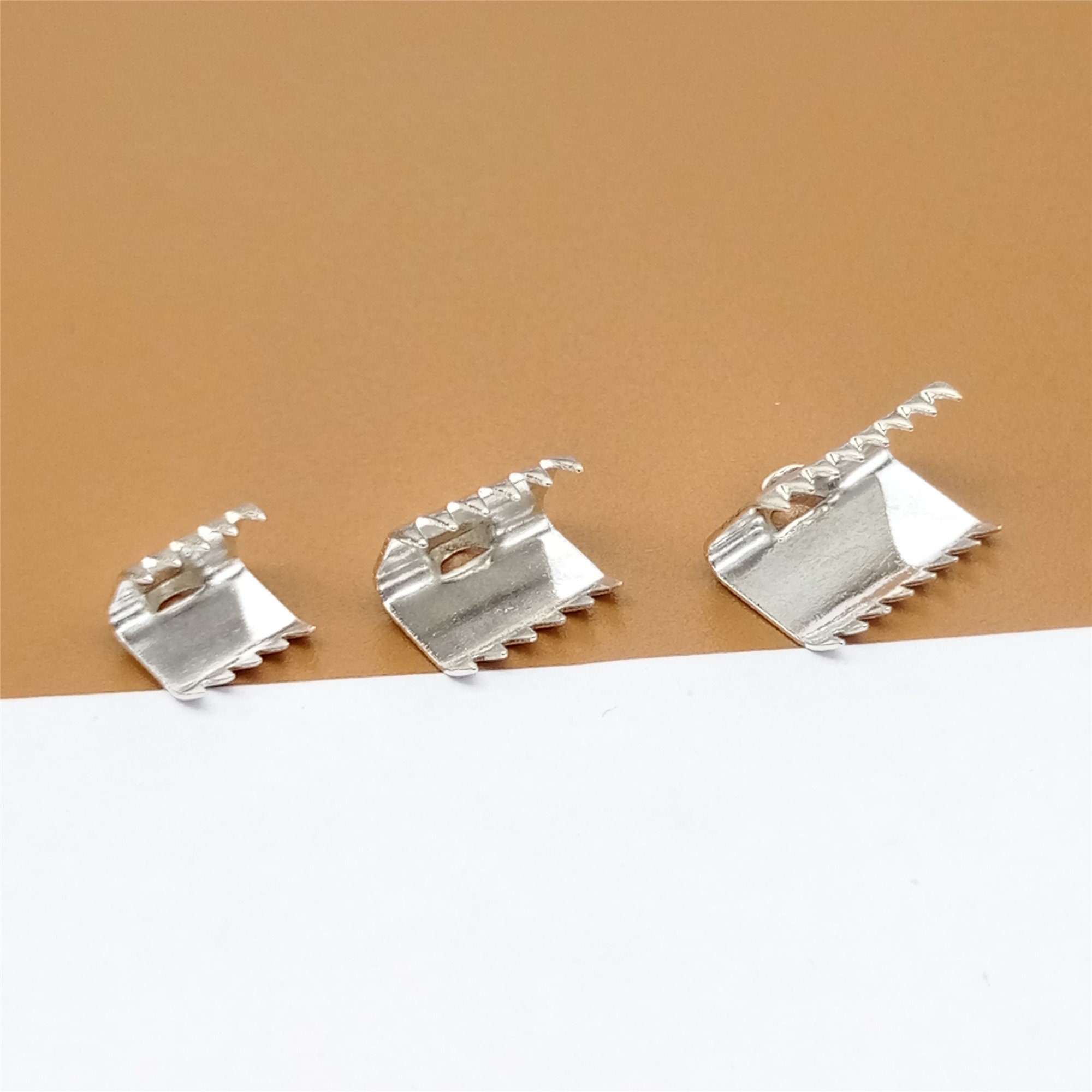 10 Sterling Silver Ribbon Crimp Ends 925 Silver Ribbon Ends | Etsy