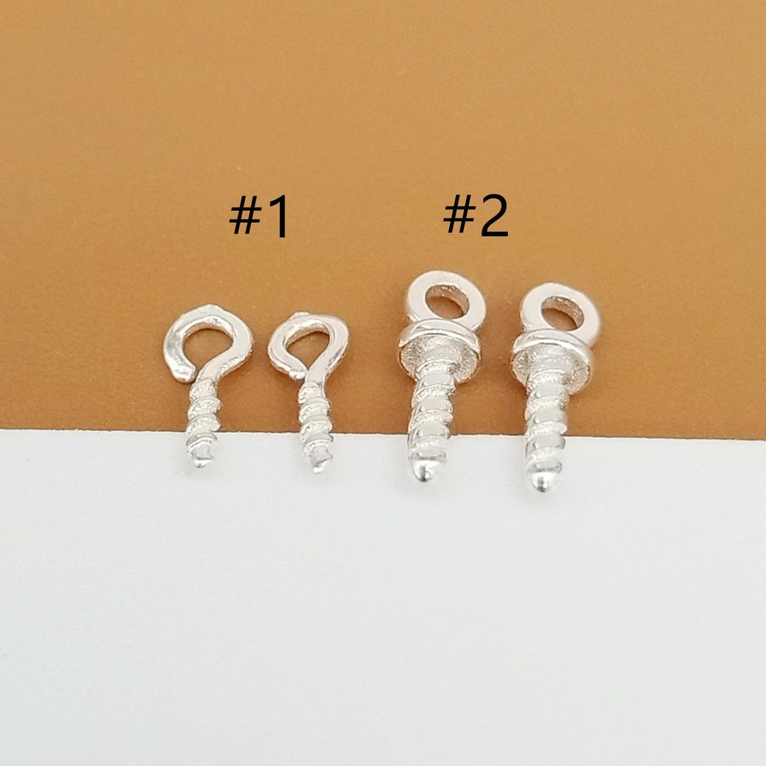 6 Sterling Silver Screw Eyepins, 925 Silver Screw Pin Bail, Small Shiny ...
