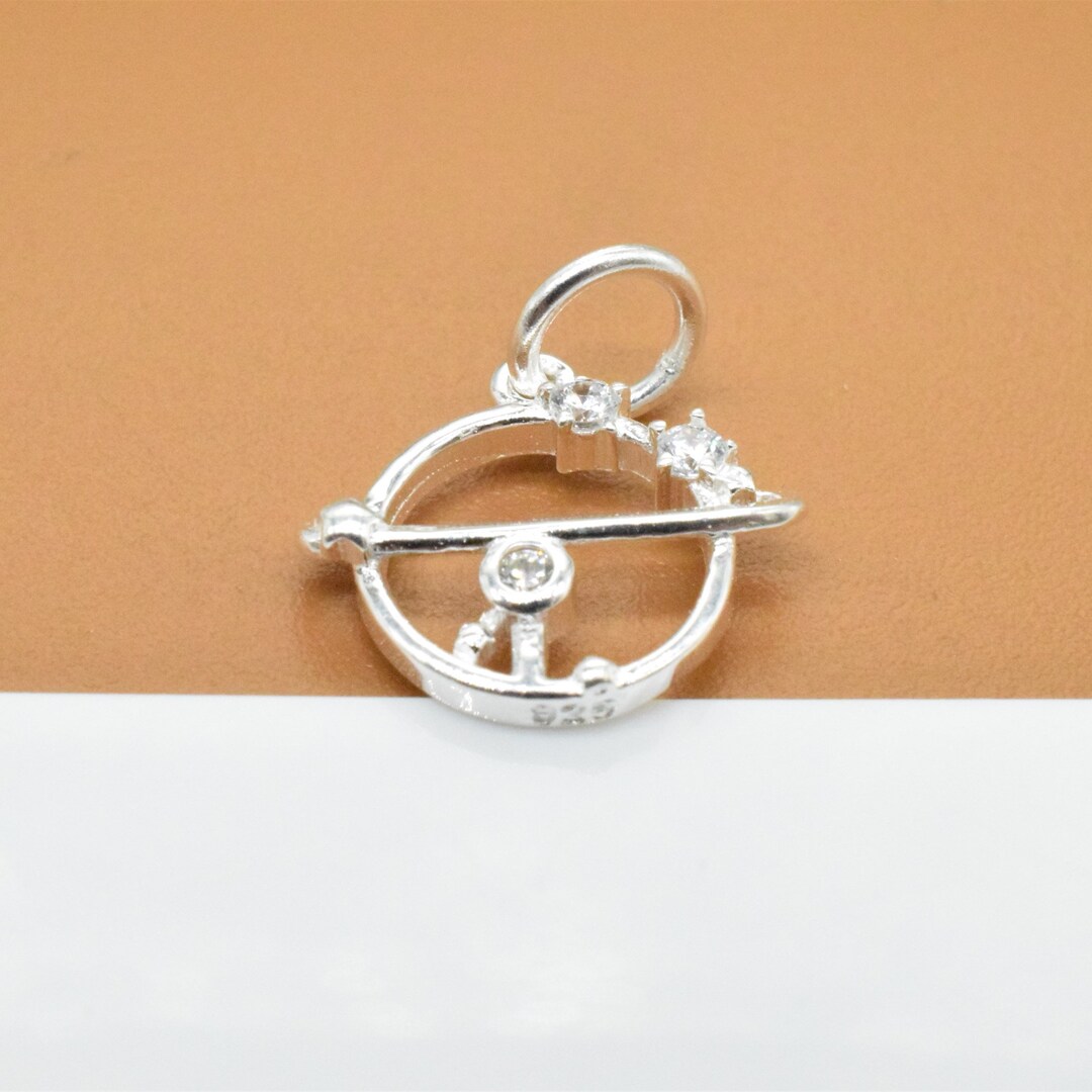 4 Sterling Silver Planet Charms With CZ, 925 Silver Planet Charms ...