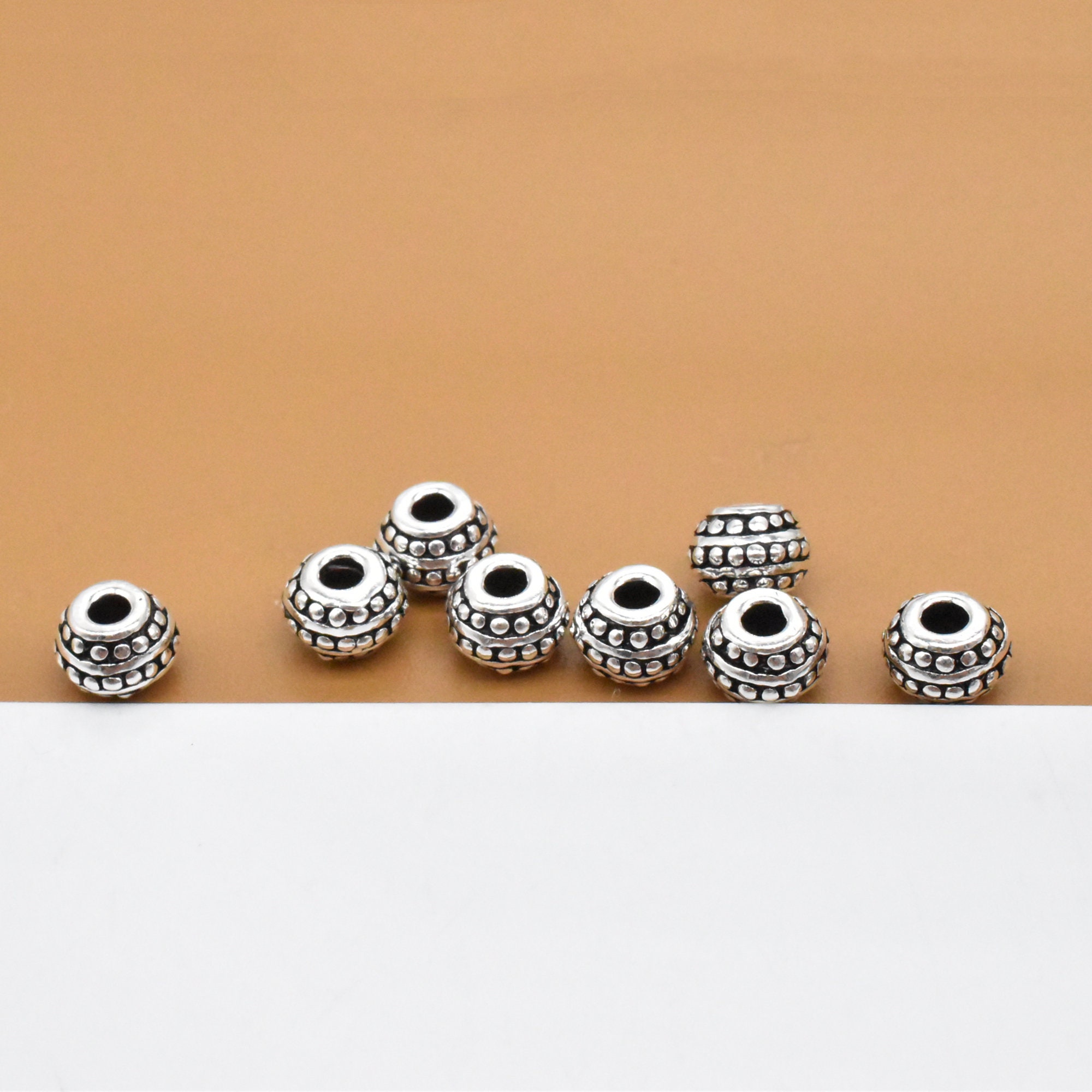 8 Sterling Silver Small Spacer Beads, Barrel Spacer Bead, 925 Silver ...