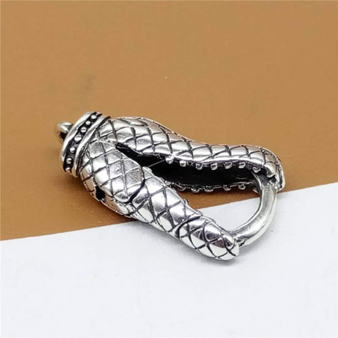 Sterling Silver Crocodile Push Clasp, Alligator Hinged Ring Clasp, 925 ...