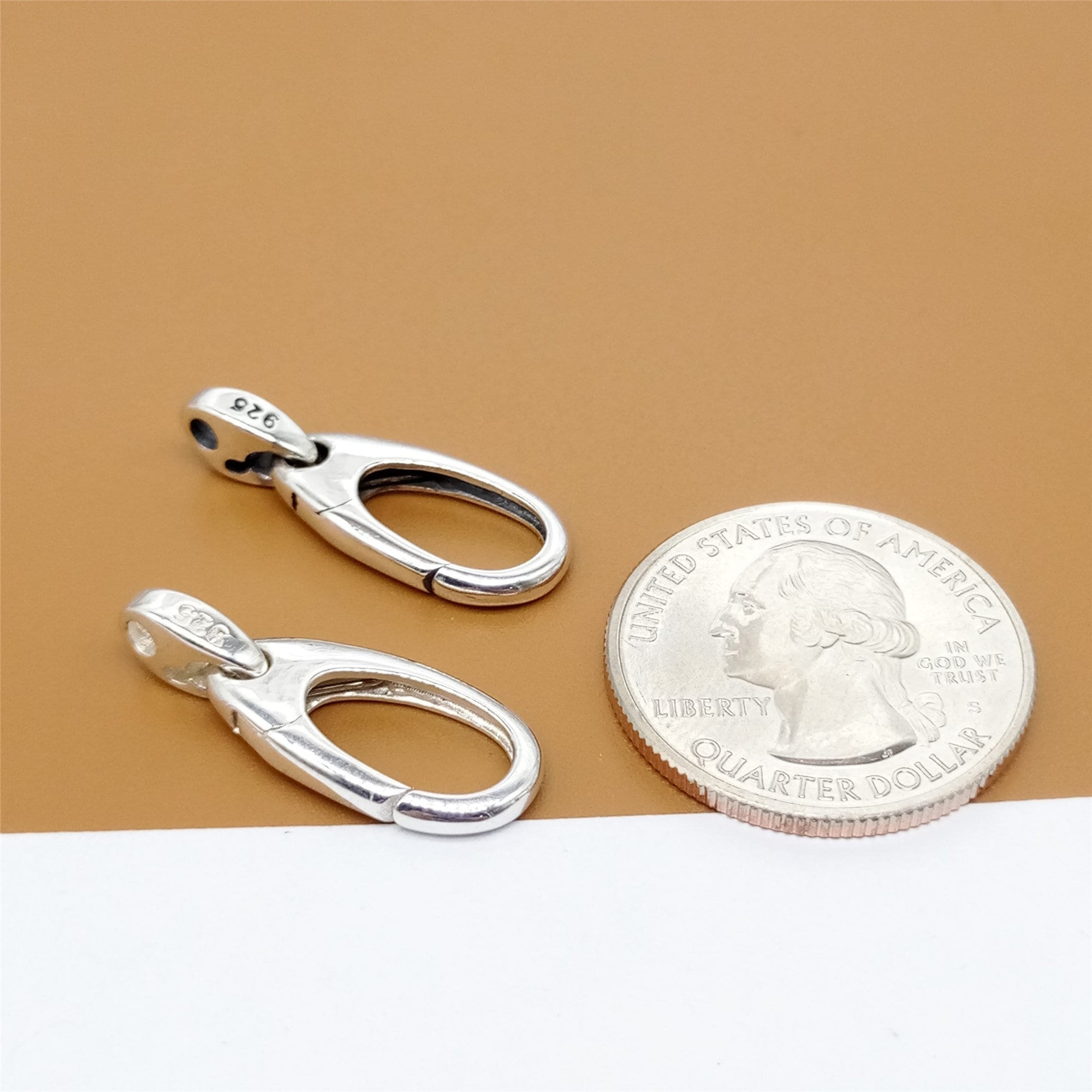 Sterling Silver Oval Push Clasp, 925 Silver Hinged Ring Clasp, Spring ...