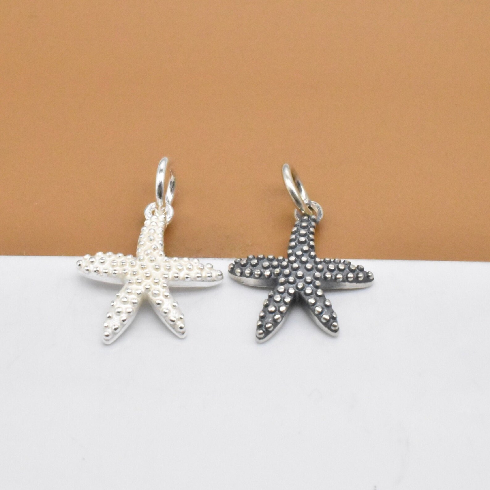 5 Sterling Silver Starfish Charms, 925 Silver Starfish Charms, Star ...