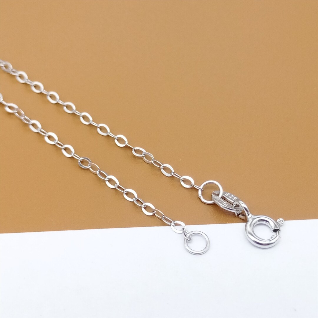 Sterling Silver Dapped Cable Chain W/ Rhodium Plated, 925 Silver ...