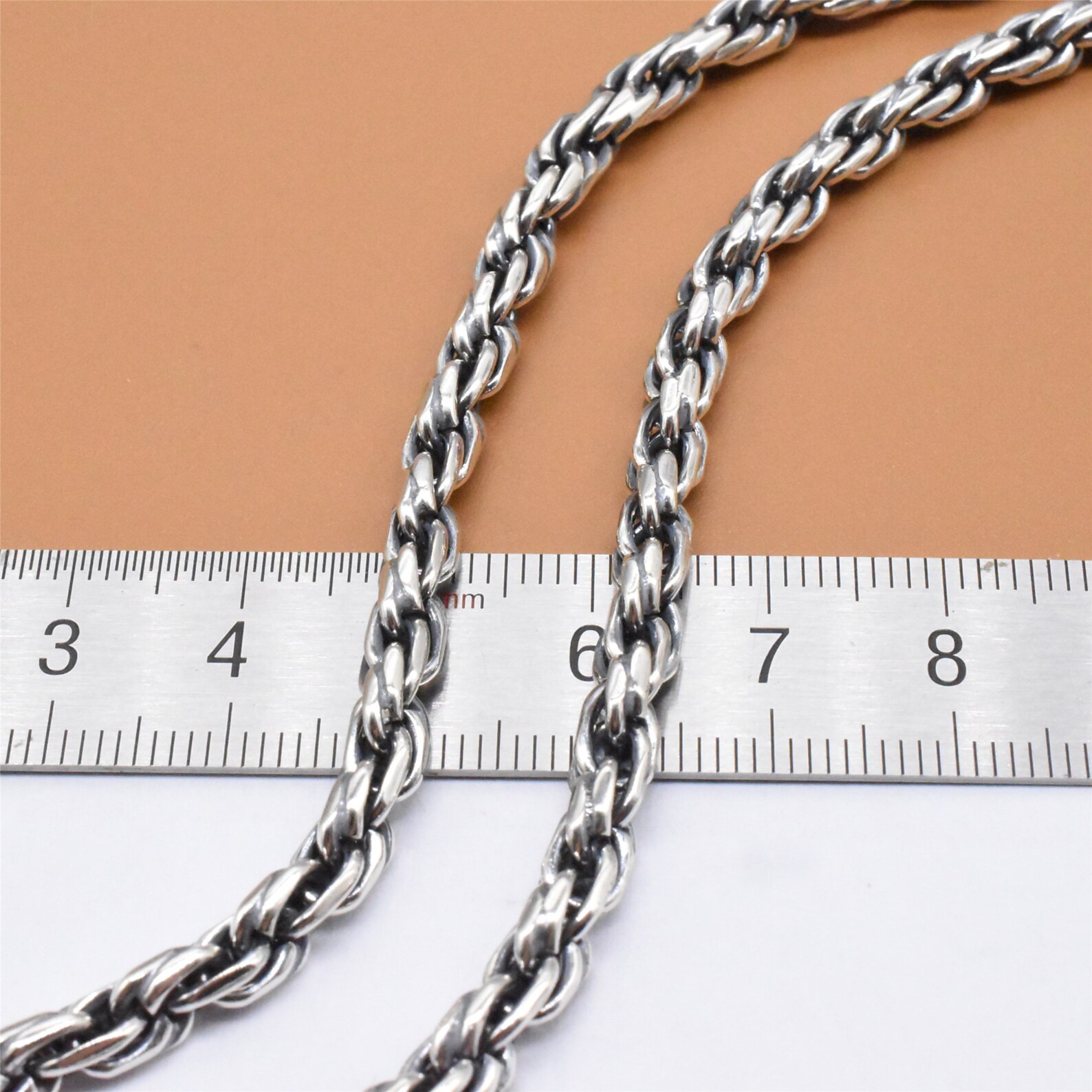 Sterling Silver Twist Rope Chain 925 Silver Chunky Twist Rope - Etsy