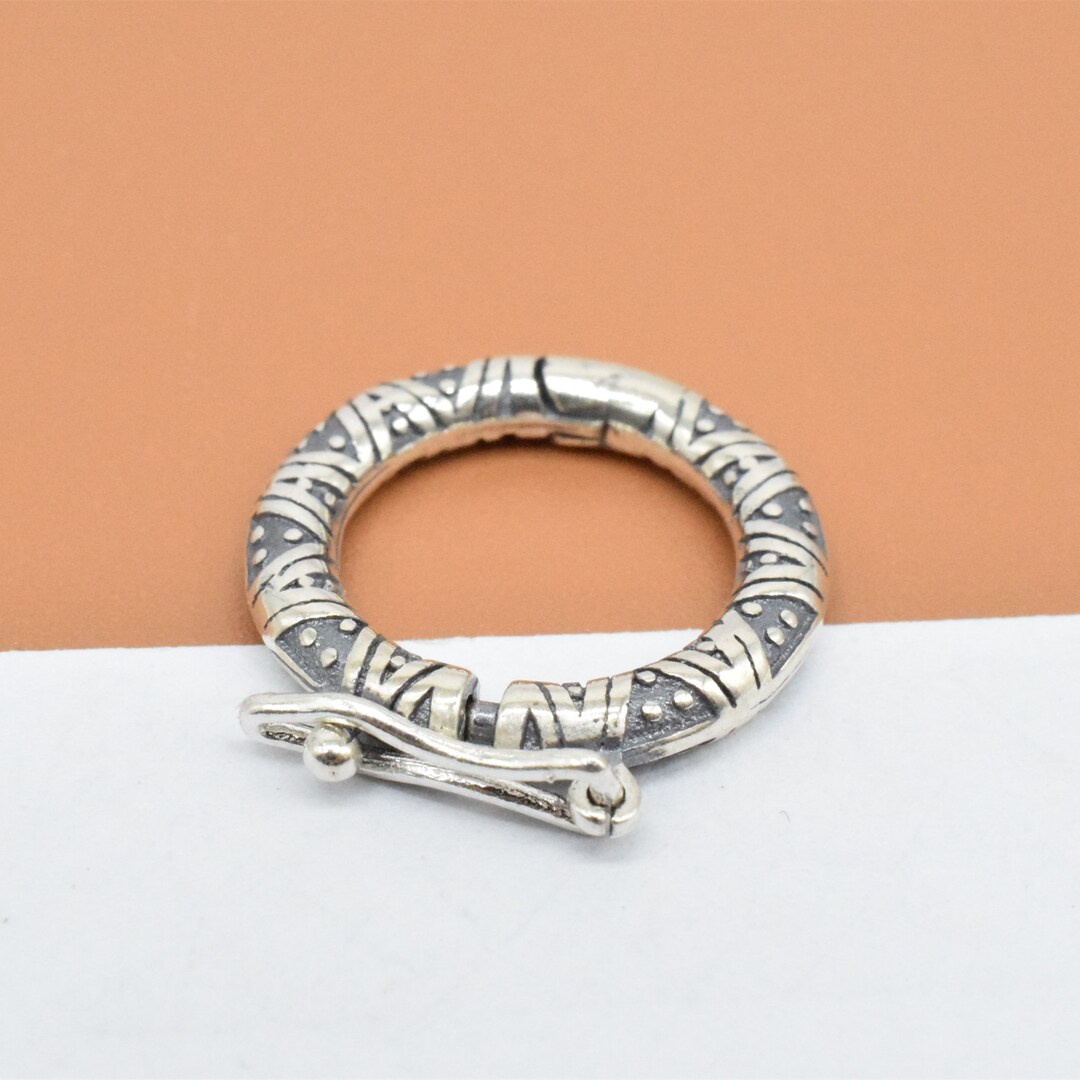 2 Sterling Silver Round Clasps, 925 Silver Circle Clasp, Tribal ...