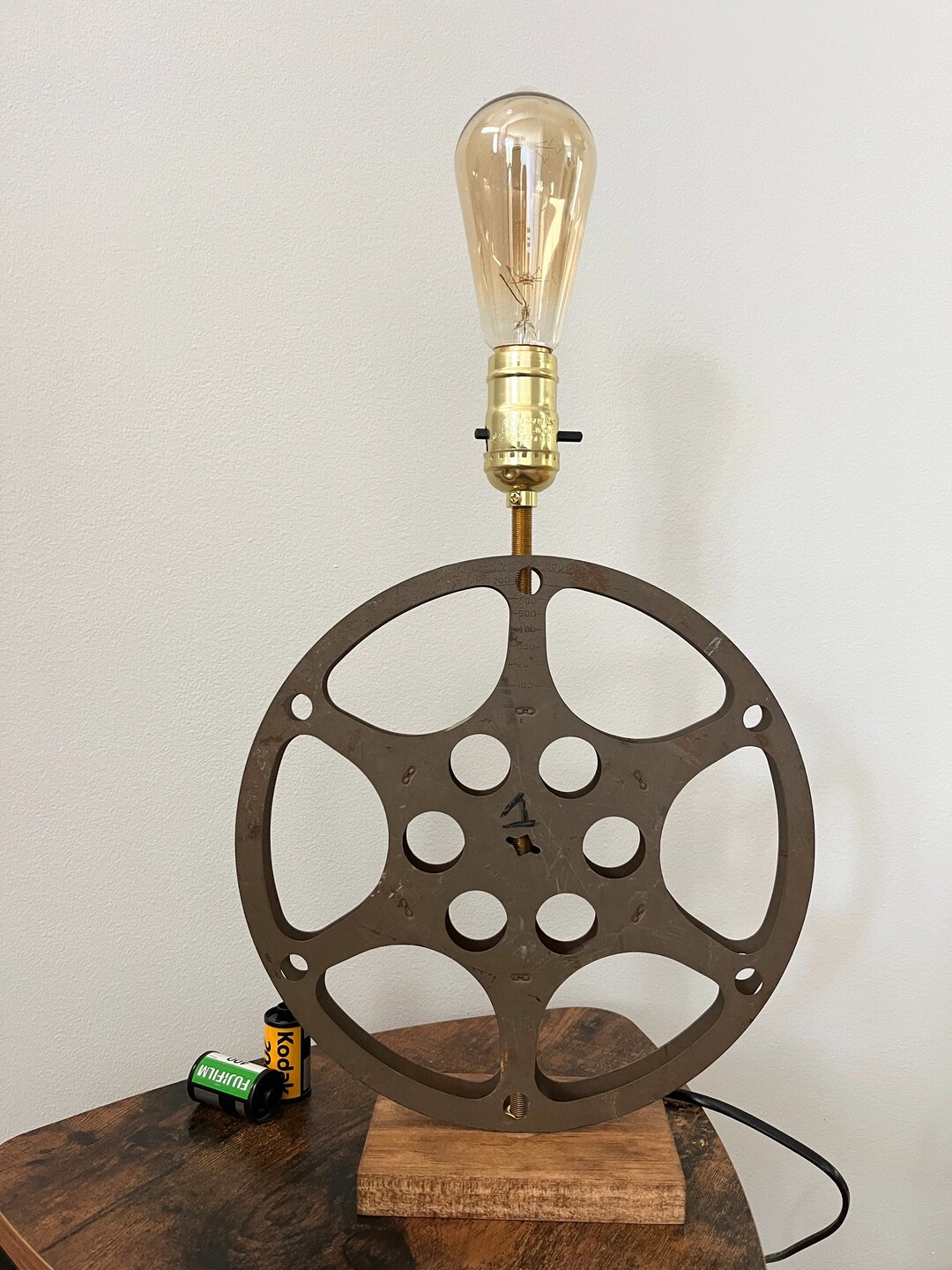 Light Brown Film Reel Standing Table Lamp - Etsy