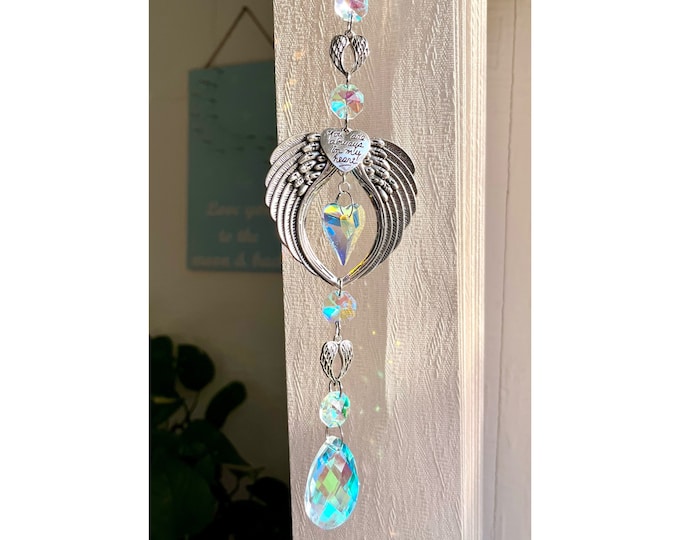 Teardrop Angel Wing Turquoise Opal Swarovski Crystal Suncatcher ...