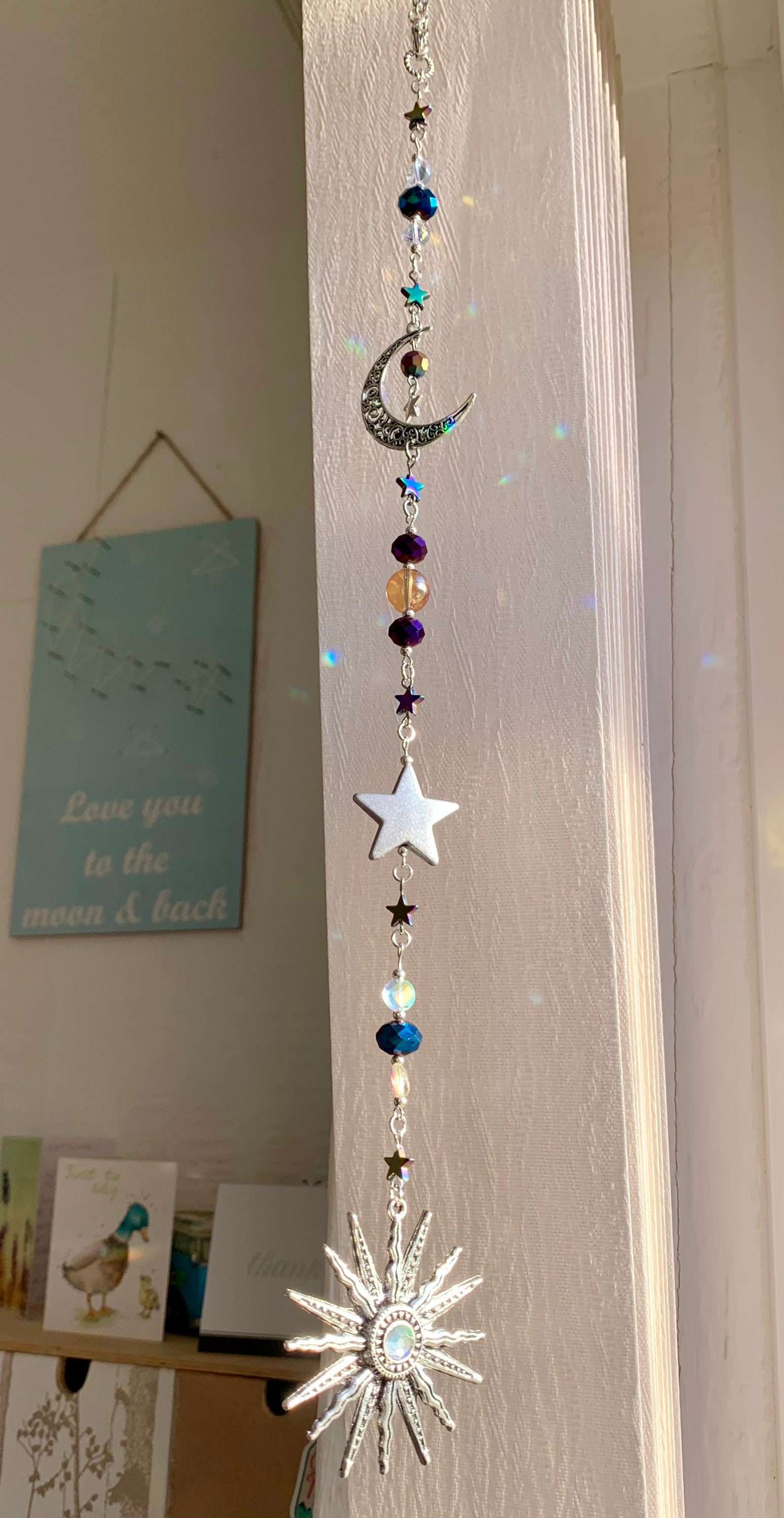 Handmade Sun Moon & Stars sunburst Hanging Charm Gift | Etsy UK