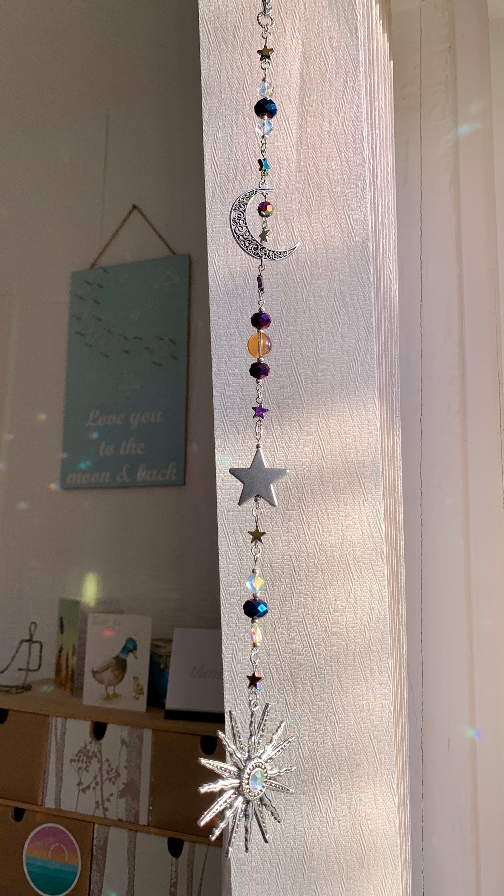 Handmade Sun Moon & Stars sunburst Hanging Charm Gift - Etsy UK