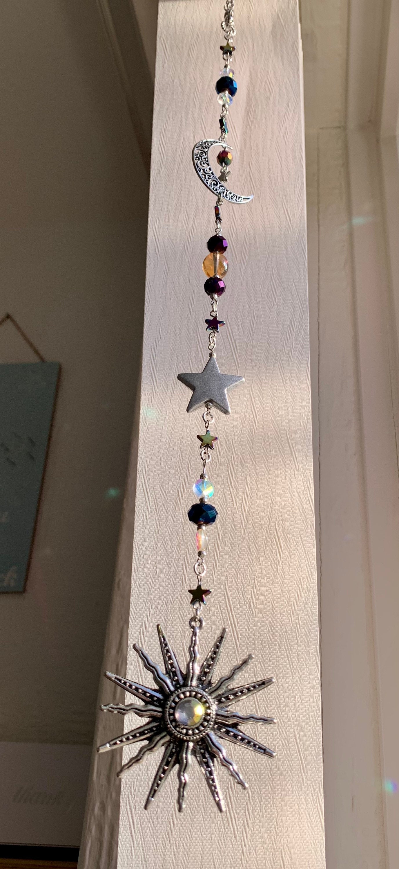 Handmade Sun Moon & Stars sunburst Hanging Charm Gift - Etsy UK